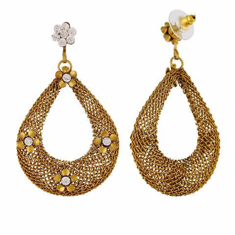 Buy Online Smart Antique Drop Shaped Gold Colour Alloy Earrings One Stop Fashion